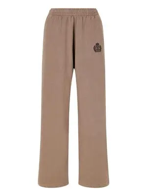 SPORTY & RICH Logo-embroidered Wide-leg Sweatpants - Neutrals