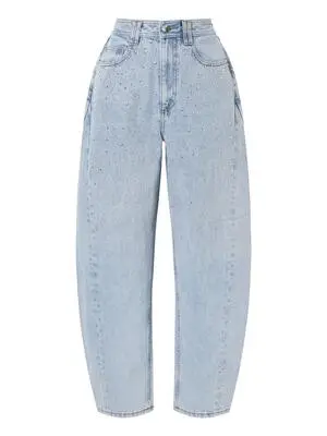 Aje Lucina Embellished High-rise Straight-leg Jeans - Blue