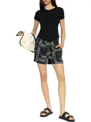 ALLSAINTS Lettie Tropical Print Elasticated Shorts - Black