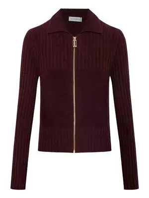 Victoria Beckham Ribbed Zip-up Cardigan - Red