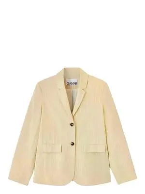 GANNI Pinstriped Blazer - Neutrals