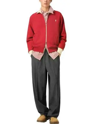 AMI Paris Elasticated Waist Wool Trousers - Grey