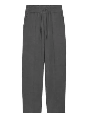 AMI Paris Relaxed Fit Wool Trousers With Elasticated Waist - Grey