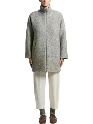 Peserico Embellished High-neck Coat - Grey