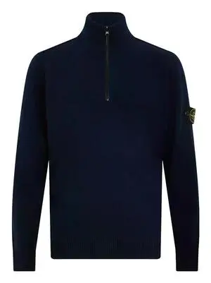 Stone Island Logo-patch Half-zip Sweater - Blue