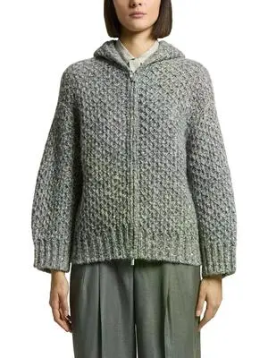 Peserico Zip Fastening Hooded Cardigan - Grey