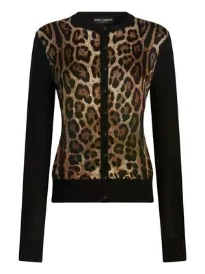 DOLCE & GABBANA Dolce & Gabbana Leo-Print Wool Cardigan