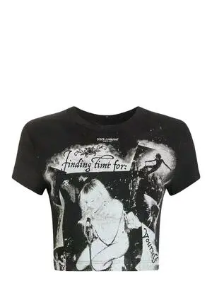 Dolce & Gabbana And White Short Sleeve Jersey T-shirt - Black