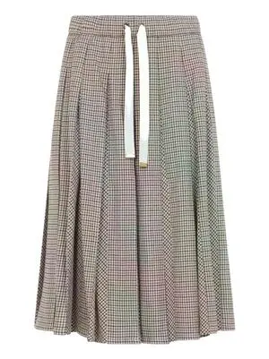 Moncler Check-pattern Pleated Midi Skirt - Brown
