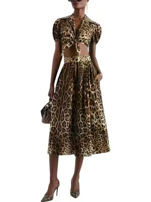 Dolce & Gabbana Leo-print Poplin Shirt - Neutrals