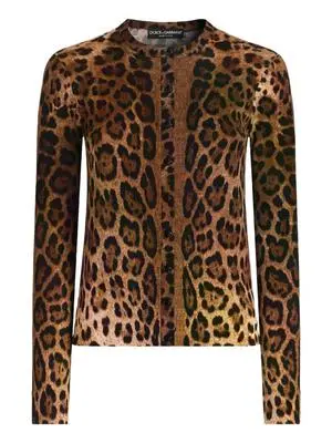 Dolce & Gabbana Leo-print Wool Cardigan - Neutrals