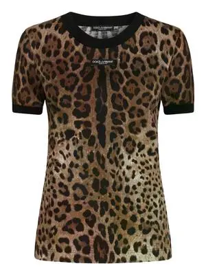 Dolce & Gabbana Leo-print Jersey T-shirt - Neutrals