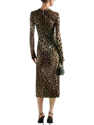 Dolce & Gabbana Leo-print Viscose Jersey Dress - Neutrals