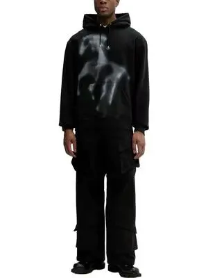 HELIOT EMIL Wide-leg Multi-pocket Cargo Trousers - Black