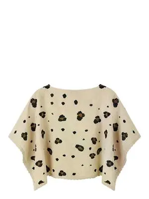 ORSINA Animalier Print Lace Trim Top - Neutrals
