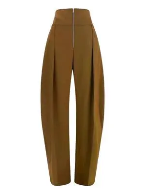 FERRAGAMO High-waisted Pleated Trousers - Brown