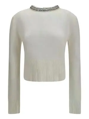 Pinko Crystal-embellished Knit Sweater - Neutrals