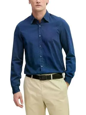 BENETTON Long-sleeve Button-up Shirt - Blue