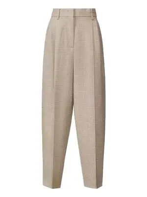 Fabiana Filippi Pleated Check Pattern Trousers - Neutrals