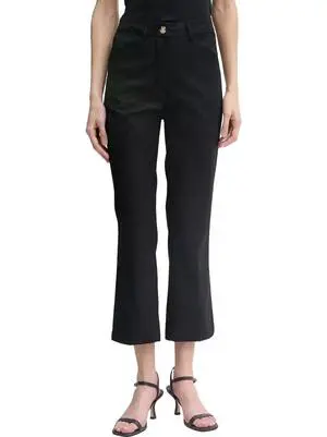 BENETTON Cropped Flared Trousers - Black