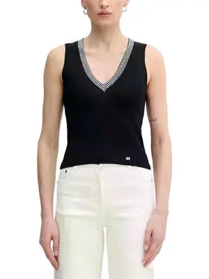 GAUDI Crystal-embellished V-neck Sleeveless Top - Black