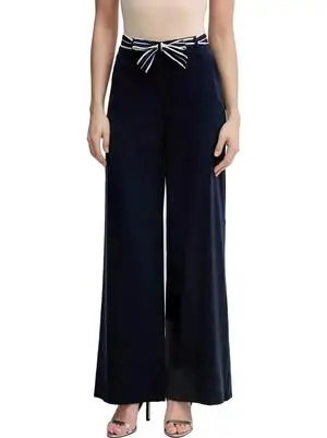 BENETTON Striped Belt Wide-leg Trousers - Blue