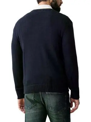 BENETTON Cable-knit Striped Cardigan - Blue