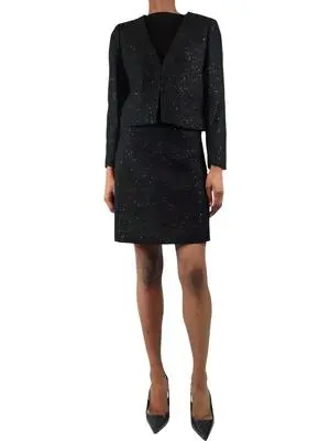 J. Crew Sequin Embellished Tweed Skirt Set - Black