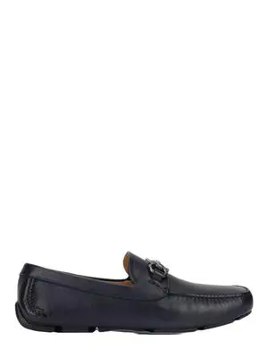 FERRAGAMO Ferragamo Gancini Plaque Leather Loafers Blue