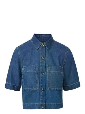 Veronica Beard Spruce Short-sleeve Denim Shirt - Blue