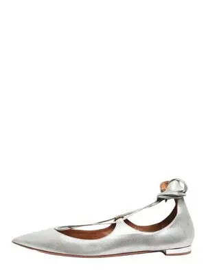 AQUAZZURA Christy Lace-up Ballet Flats - Silver