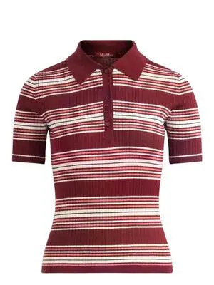Max Mara Striped Ribbed-knit Top Red