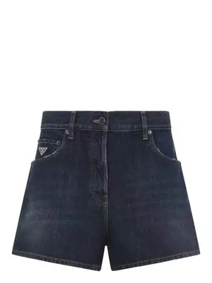 PRADA Prada Logo Plaque Denim Shorts