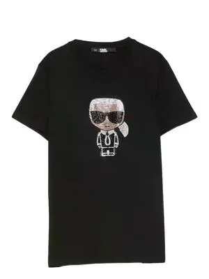 Karl Lagerfeld Ikonik Rhinestone Embellished T-shirt - Black