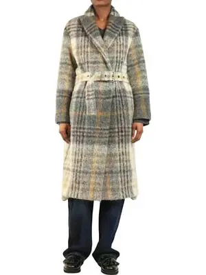 Brunello Cucinelli Checked Belted Coat - Grey