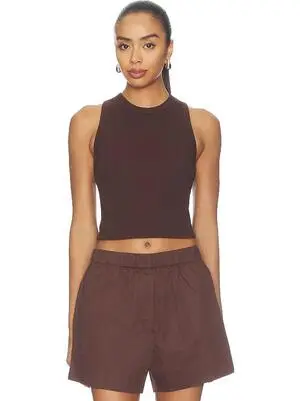 Sold Out NYC Cropped Ribbed Tank Top - Chocolate