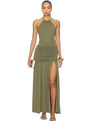 RUNAWAY THE LABEL Imelda High Neck Maxi Dress - Olive