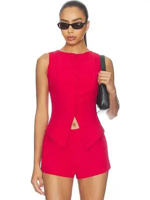 ALL THE WAYS Sleeveless Button-up Top - Red