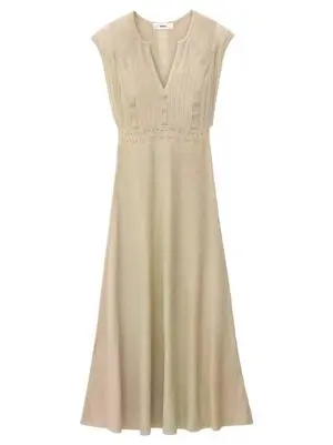 Ba&sh Pasqualina Pointelle-knit V-neck Maxi Dress - Neutrals