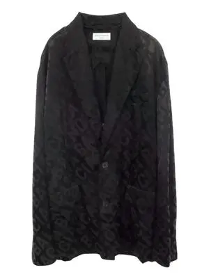 Balenciaga Logo-jacquard Single-breasted Blazer - Black