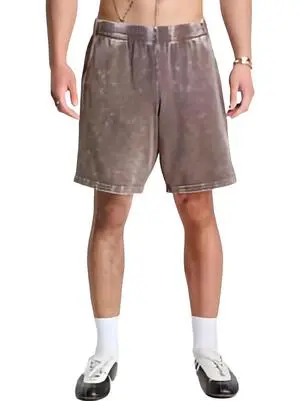 DIME Acid Wash Logo Embroidered Shorts - Brown