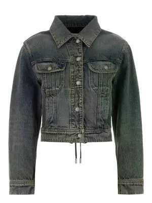 Alexander McQueen Faded Wash Lace-up Denim Jacket - Blue