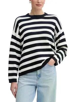 BENETTON Striped Crew-neck Sweater - Blue