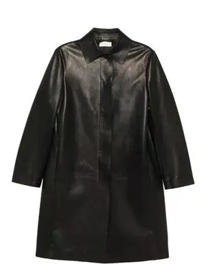 THE ROW Cintia Single-breasted Leather Coat - Black