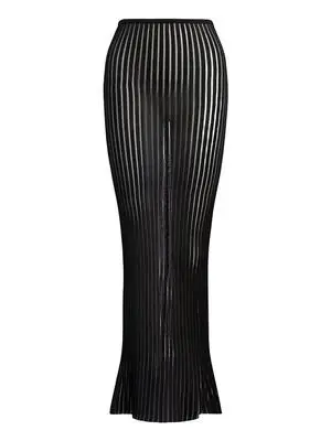 DONDUP Sheer Knit Striped Maxi Skirt - Black