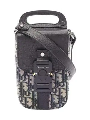 Dior Oblique Canvas Saddle Vertical Pouch Satchel - Neutrals