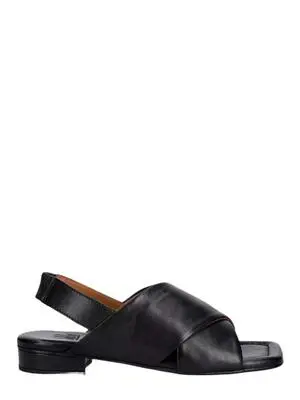 BILLI BI Leather Criss-cross Slingback Sandals - Black