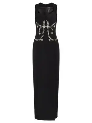 Huishan Zhang Crystal-embellished Sweetheart-neck Maxi Dress - Black