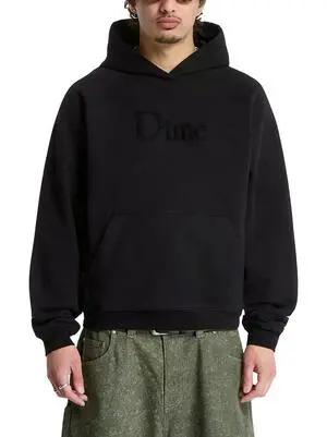 DIME Logo Embroidered Raglan Hoodie - Black