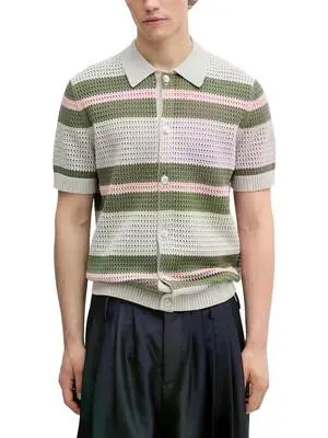 Marc O'polo Striped Pointelle-knit Shirt - Grey